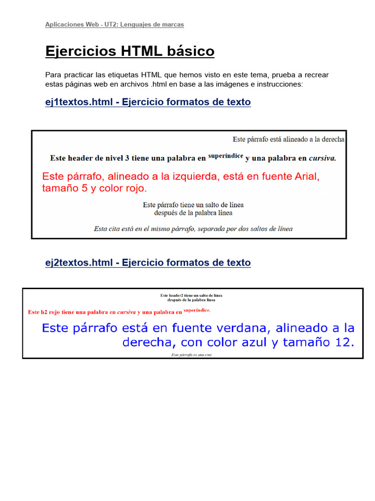 Ejercicios HTML Básico | PDF | HTML | Lenguaje de marcado