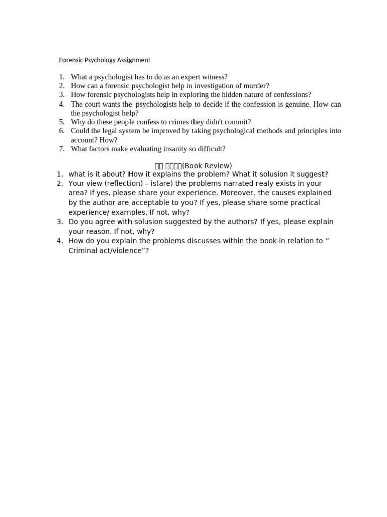Forensic Psychology Assignment | PDF