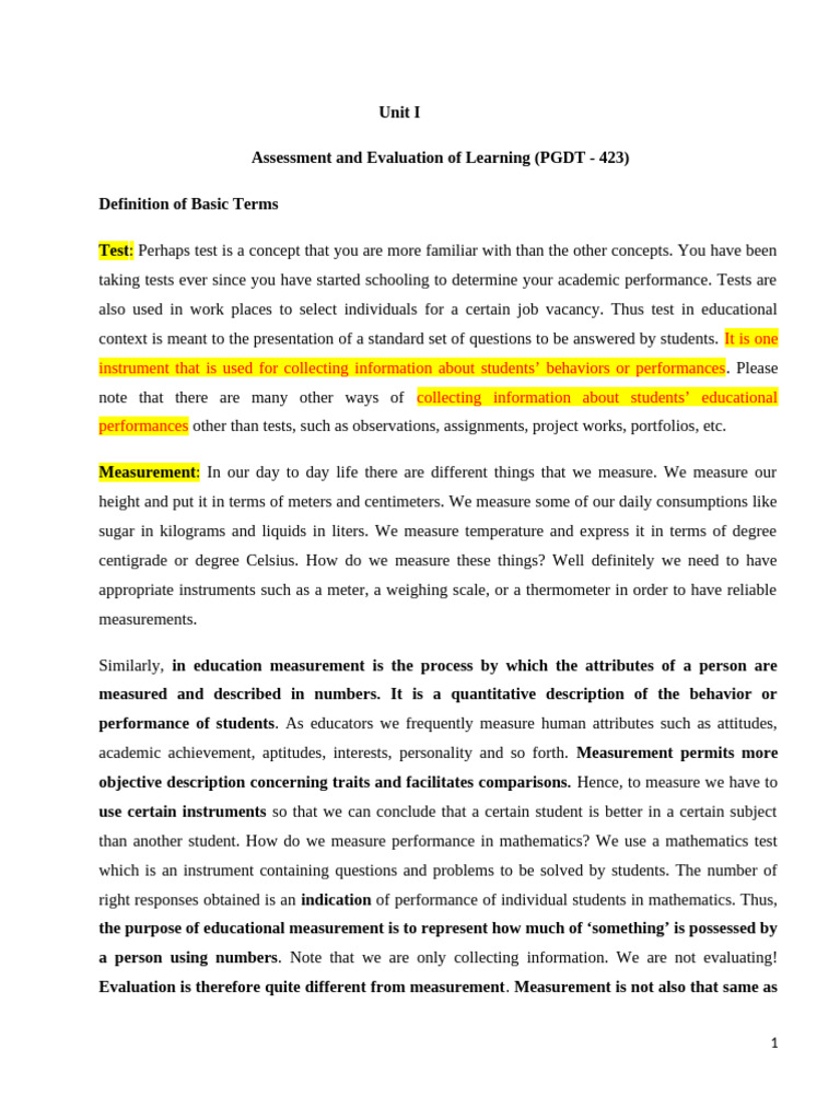 Assessment and Evaluation of Learning (2) | PDF | Educational ...