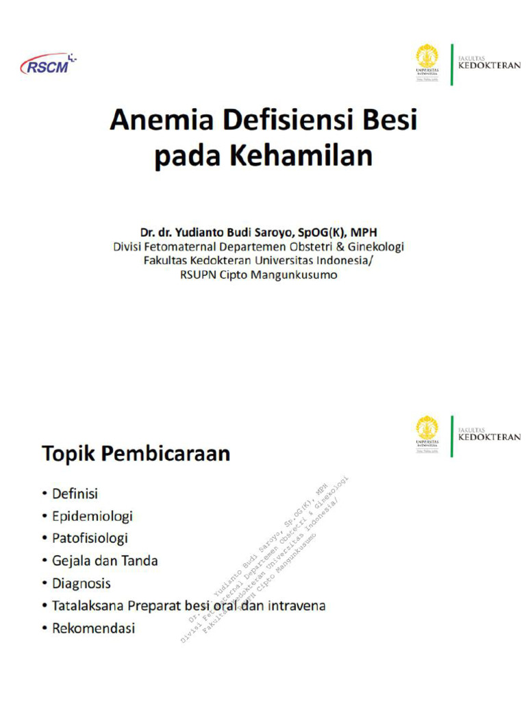 Materi DR DR Yudianto Budi Saroyo SpOG (K) MPH - P&G | PDF