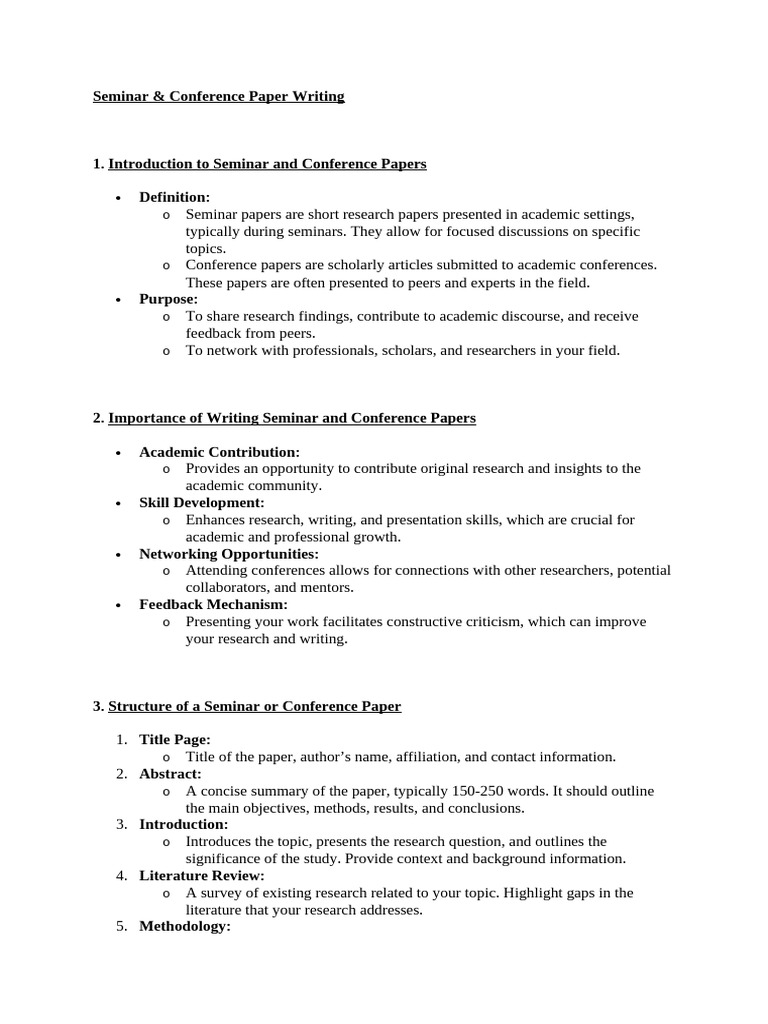 Seminar and Conference Paper Guide | PDF | Abstract (Summary ...