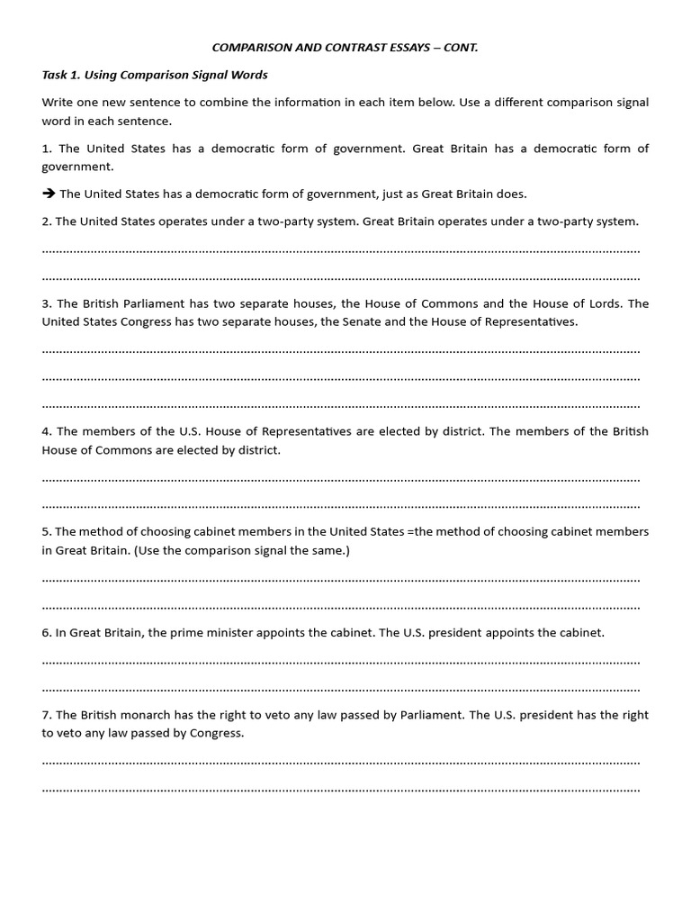 Comparison and Contrast & Examples | PDF | Newspapers | Cabinet ...