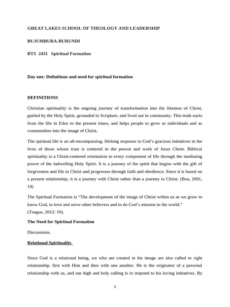 SPIRITUAL FORMATION NOTES | PDF | Jesus | Christian Mysticism