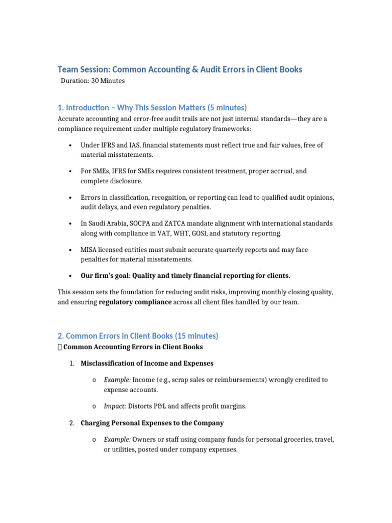 Common Accounting Errors in Client Books | PDF | Audit | Accounts Payable