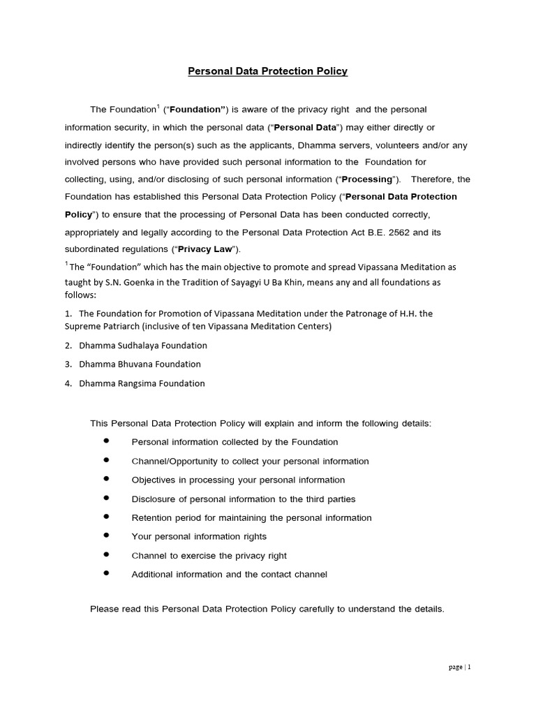 1.personal Data Protection Policy - 26.8.24 | PDF | Identity Document ...