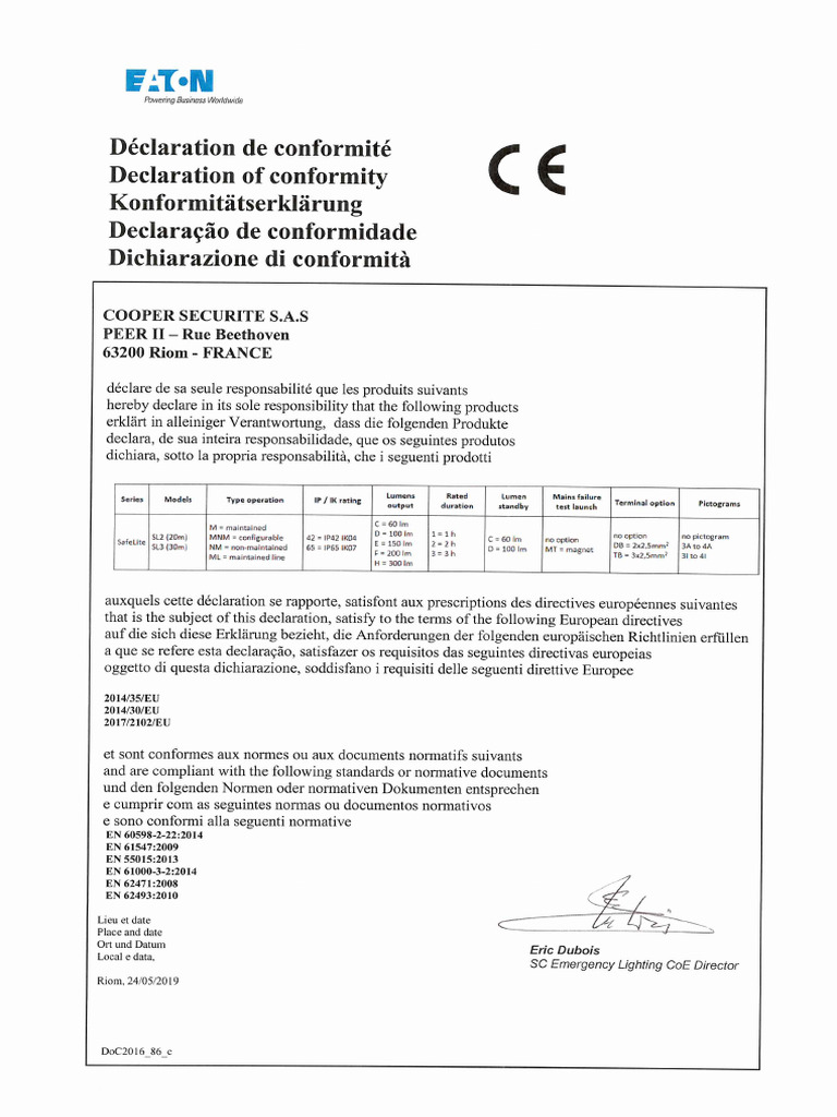 Eaton Emergency Lighting Self Contained Exit Safety Safelite ...