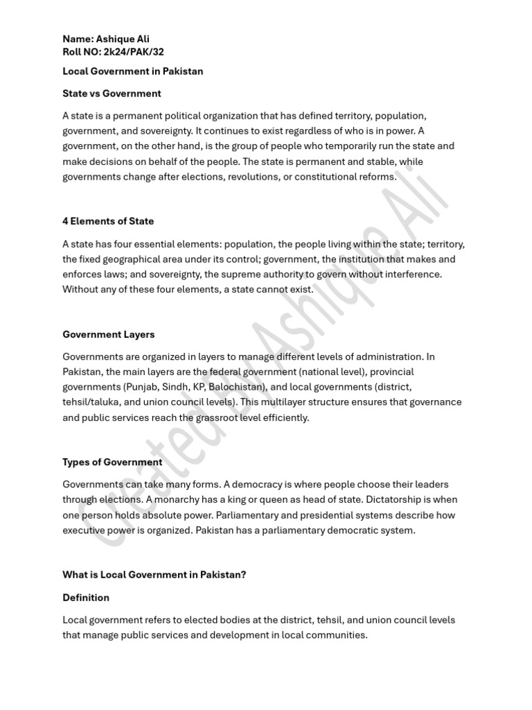 Local Government Structure in Pakistan | PDF | British Empire | Pakistan