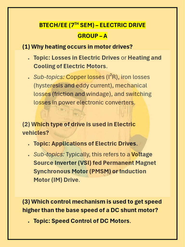 Ee (7th Sem) - Electric Drive | PDF | Electric Motor | Power Inverter