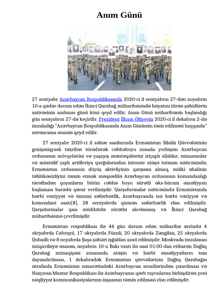 27 Sentyabr Anim Gunu | PDF