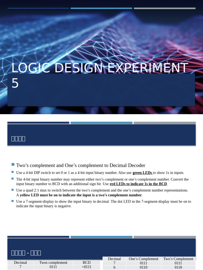 Logic Design Experiment 5 | PDF | Binary Coded Decimal | Mathematical ...
