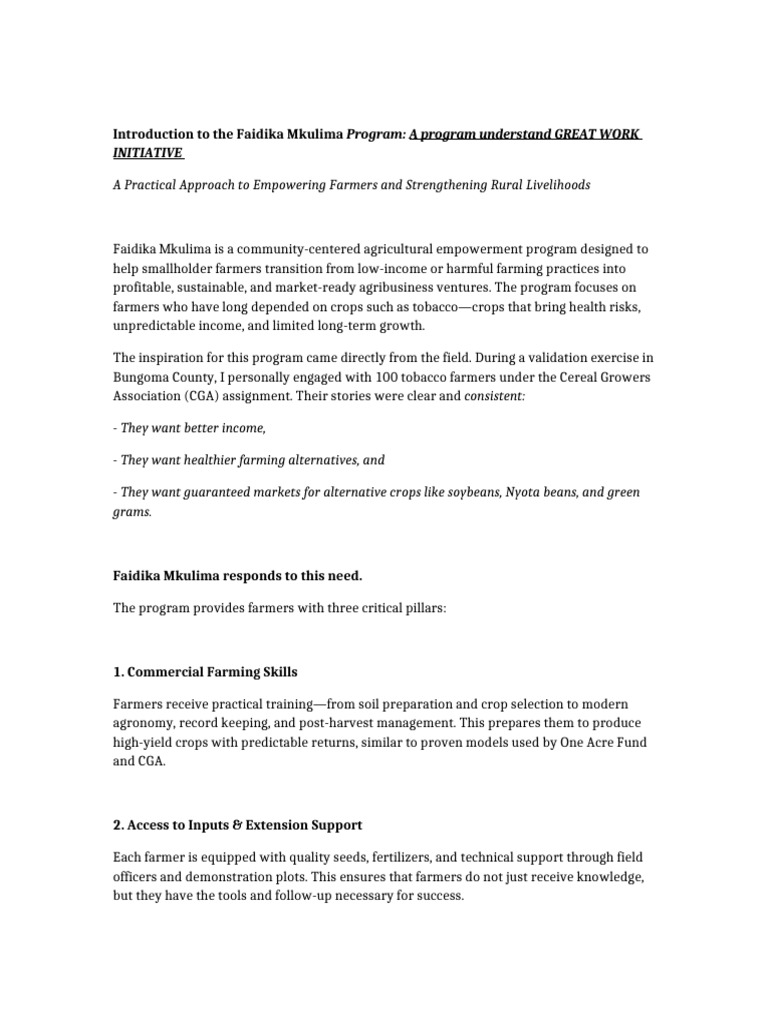 Faidika Mkulima Introduction | PDF | Agriculture | Farmer