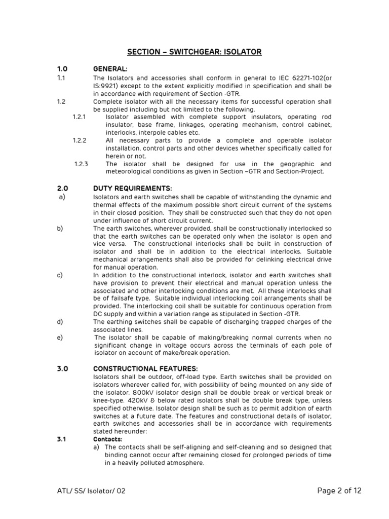 4) Section 3(b)_Isolator_R2_22-02-23 | PDF | Switch | Electrical Wiring