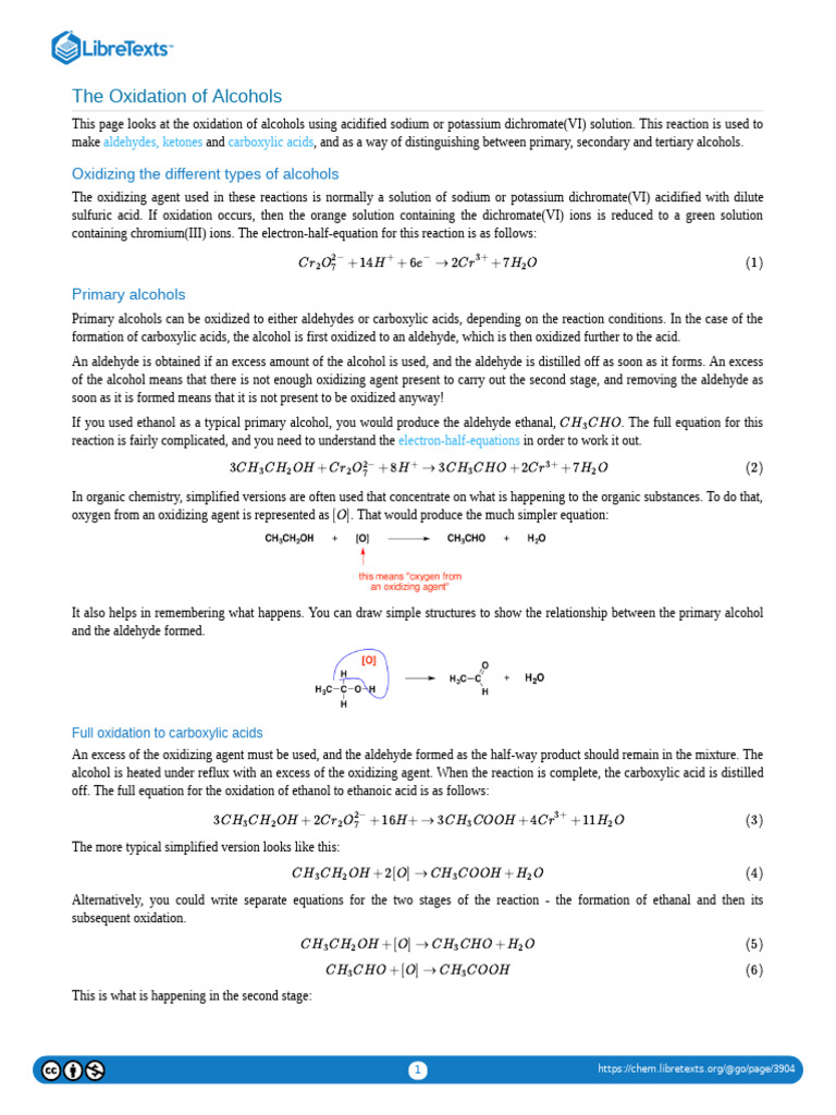 Oxidation of Alcohols Explained | PDF | Aldehyde | Acid