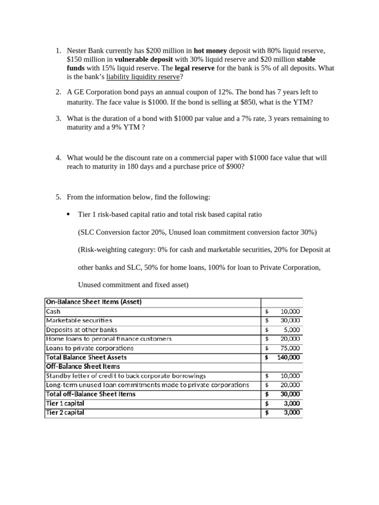 Bank Liquidity and Bond Analysis Guide | PDF