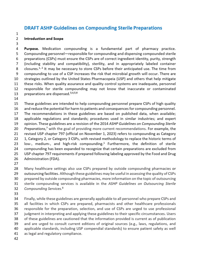 ASHP Guidelines for Sterile Compounding | PDF | Medicine | Health Sciences