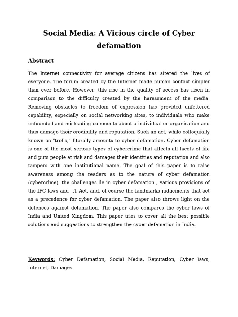 Defamation Through Social Media | PDF | Defamation | Criminal Law