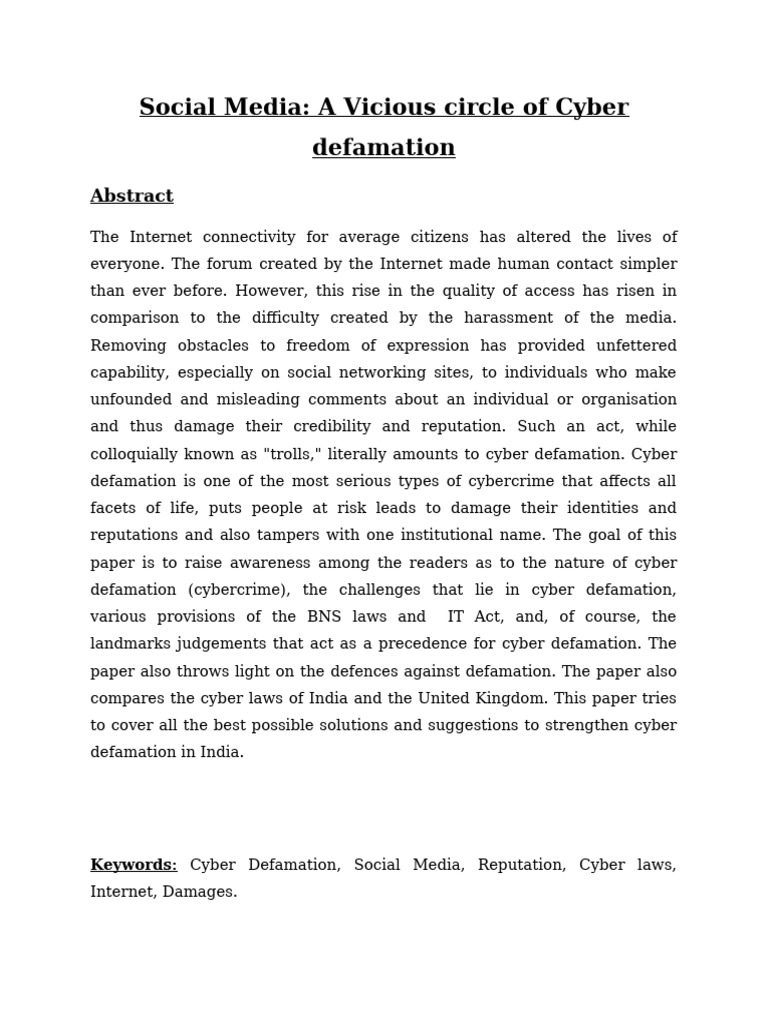 Final Defamation Through Social Media | PDF | Defamation | Cybercrime