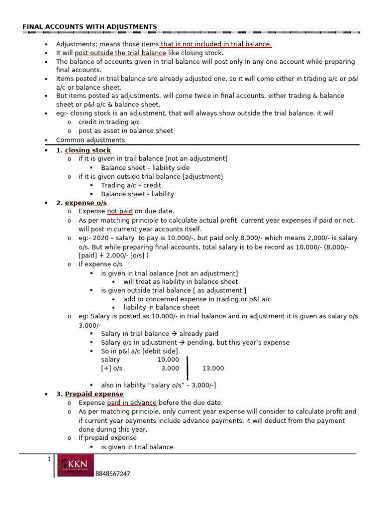 Final Accounts Adjustments Explained | PDF | Debits And Credits ...