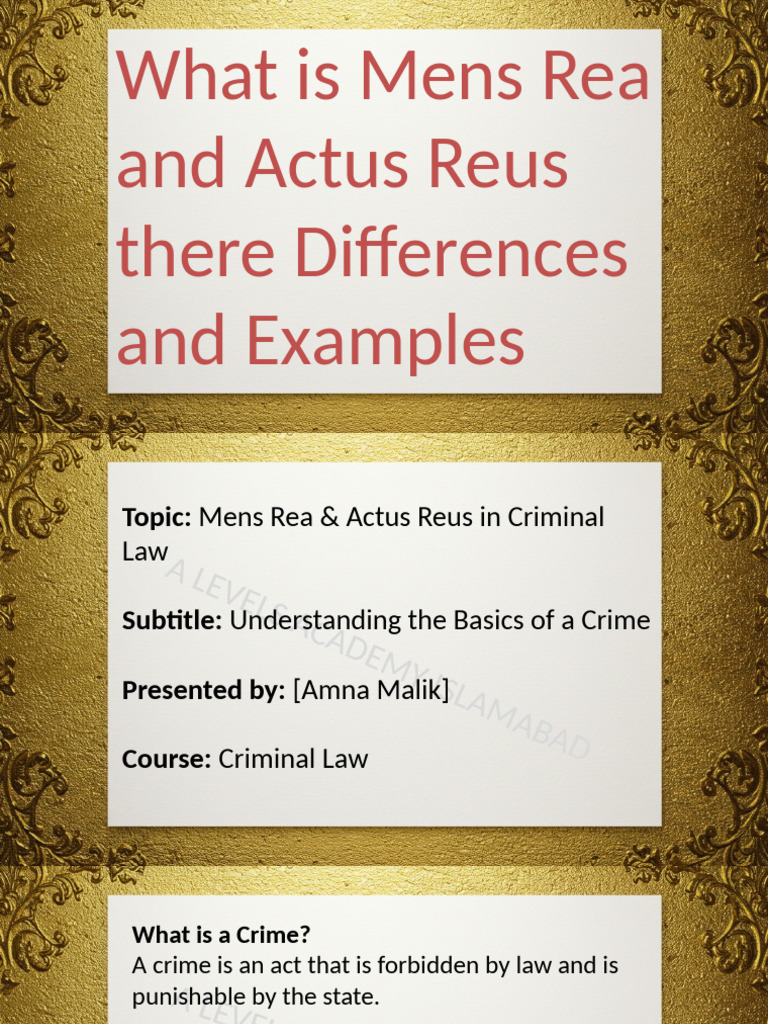 Actus Reus and Mens Rea | PDF | Mens Rea | Jurisprudence