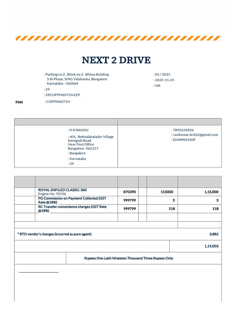 Next To Drive Invoice Bill | PDF | Value Added Tax | Payments