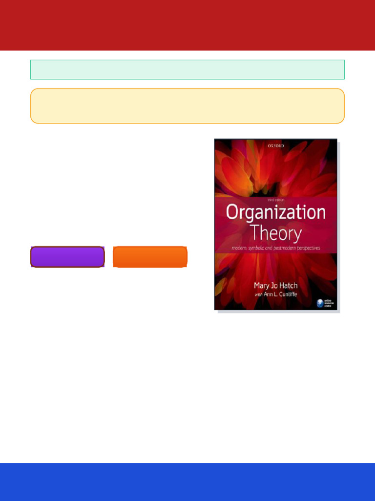 Organization Theory Modern Symbolic and Postmodern Perspectives 3e 3rd ...