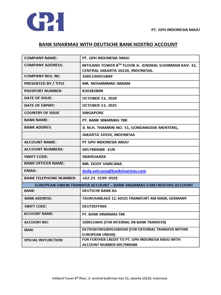 Cis-Pt. GPH - DB Bank Nostro Acc | PDF | Banking Technology | Financial ...
