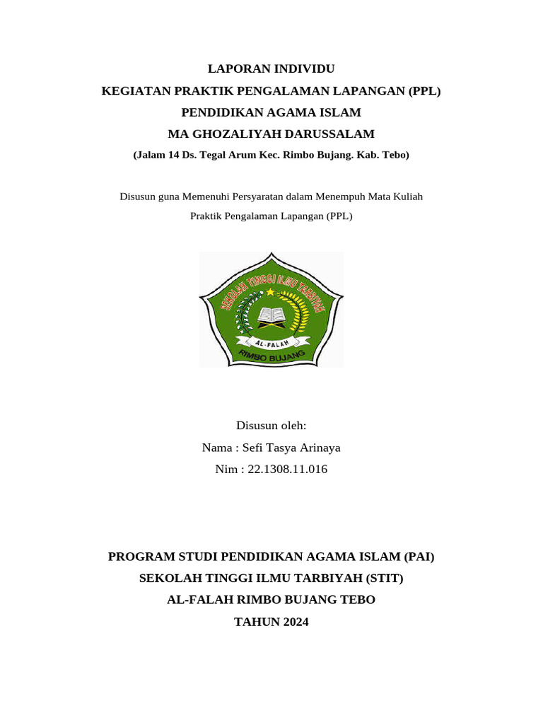 Laporan PPL Pendidikan Agama Islam 2025 | PDF