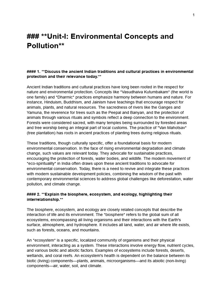 Environment Answers | PDF | Sustainability | Ecosystem