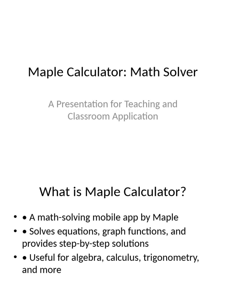 Maple Calculator Presentation | PDF