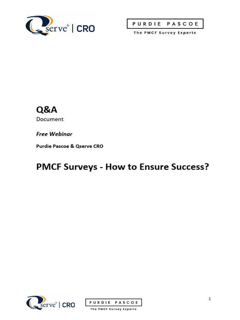 2024 PMCF Surveys How to Ensure Success - Final | PDF | Survey ...