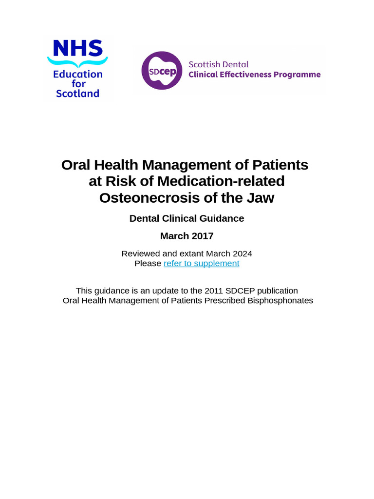 Oral Health Management for MRONJ Risk | PDF | Dental Implant | Osteoporosis