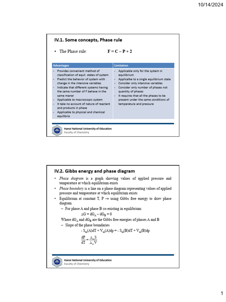 Phase Rule and Diagrams in Chemistry | PDF | Chemical Equilibrium ...