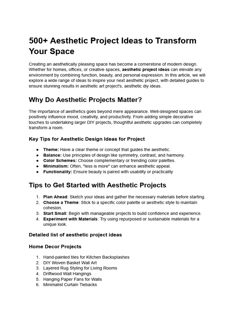 500+ Aesthetic Project Ideas for Spaces | PDF | Necklace | Paintings