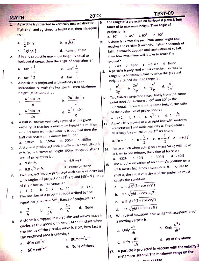 Dynamics Test Paper | PDF