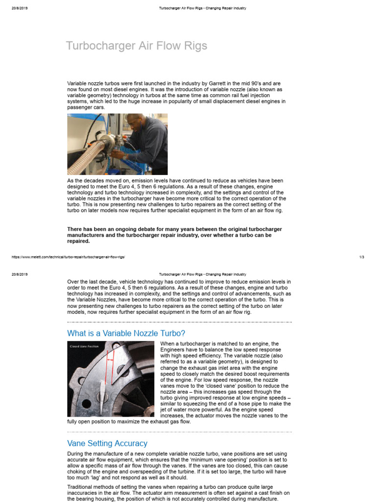 Turbocharger Air Flow Rigs - Changing Repair Industry | PDF ...