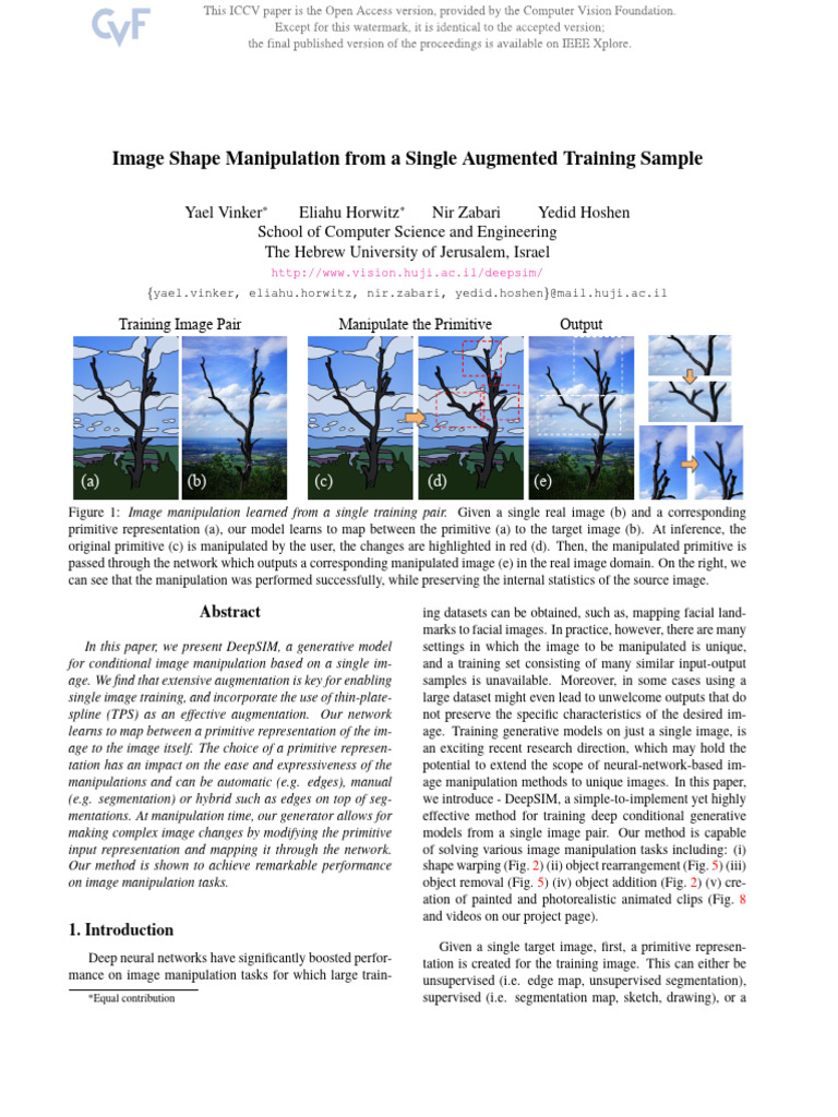 Vinker Image Shape Manipulation From A Single Augmented Training Sample ICCV 2021 Paper | PDF ...