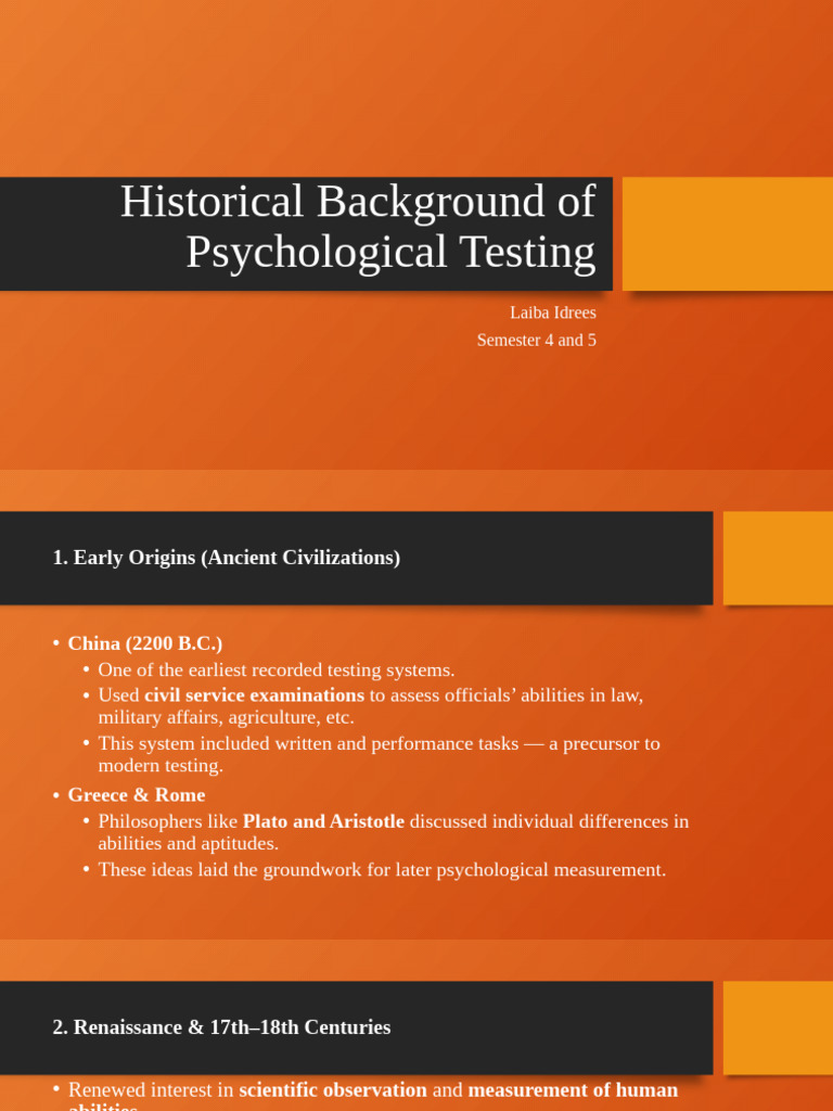 History of Psychological Testing Methods | PDF | Psychological Testing ...