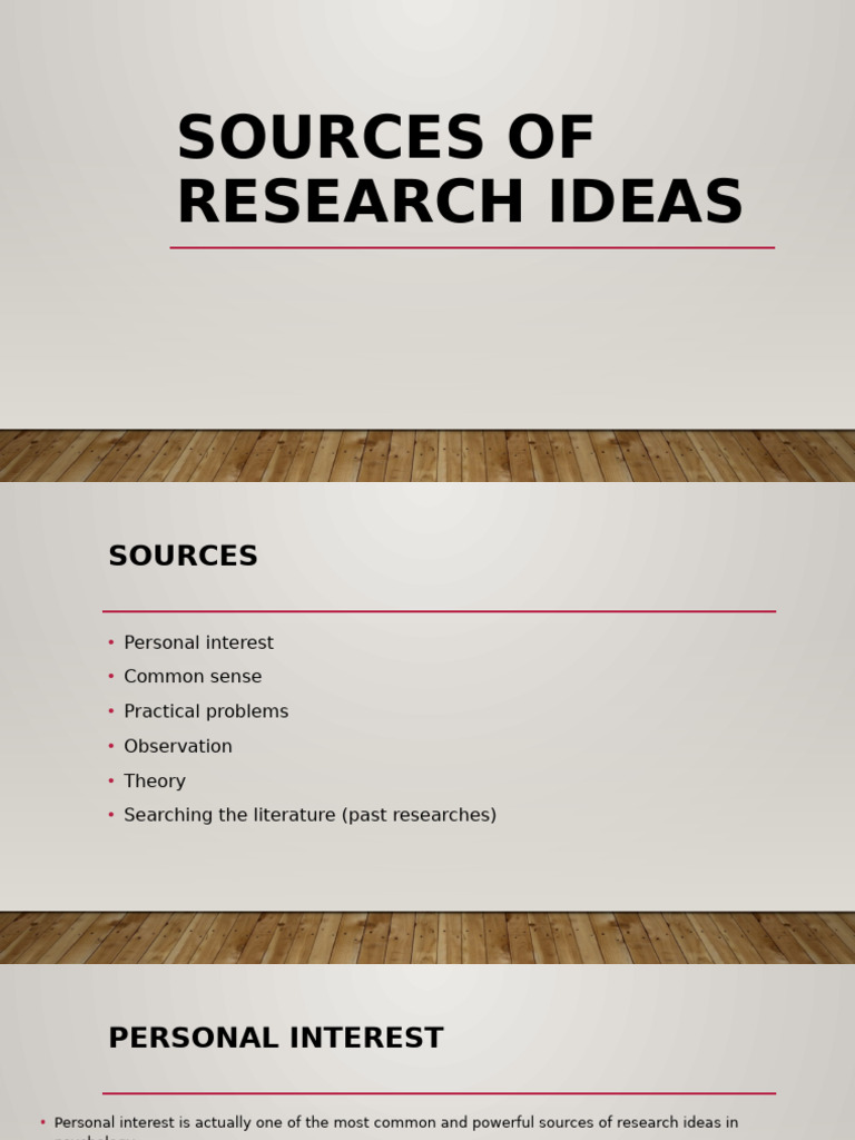 Sources of Research Ideas | PDF | Theory | Psychology