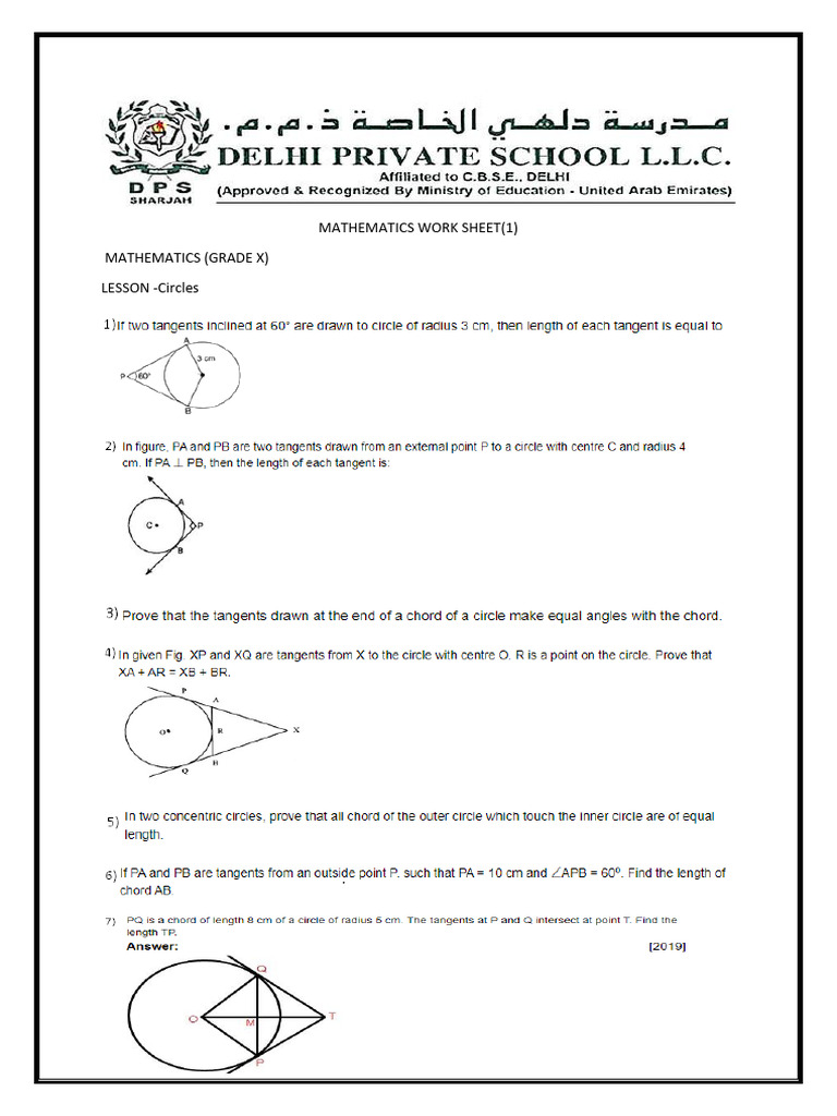 Circles Worksheet | PDF