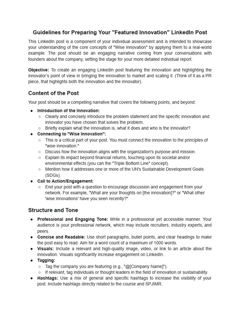 Crafting Your Featured Innovation Post | PDF | Innovation | Sustainability