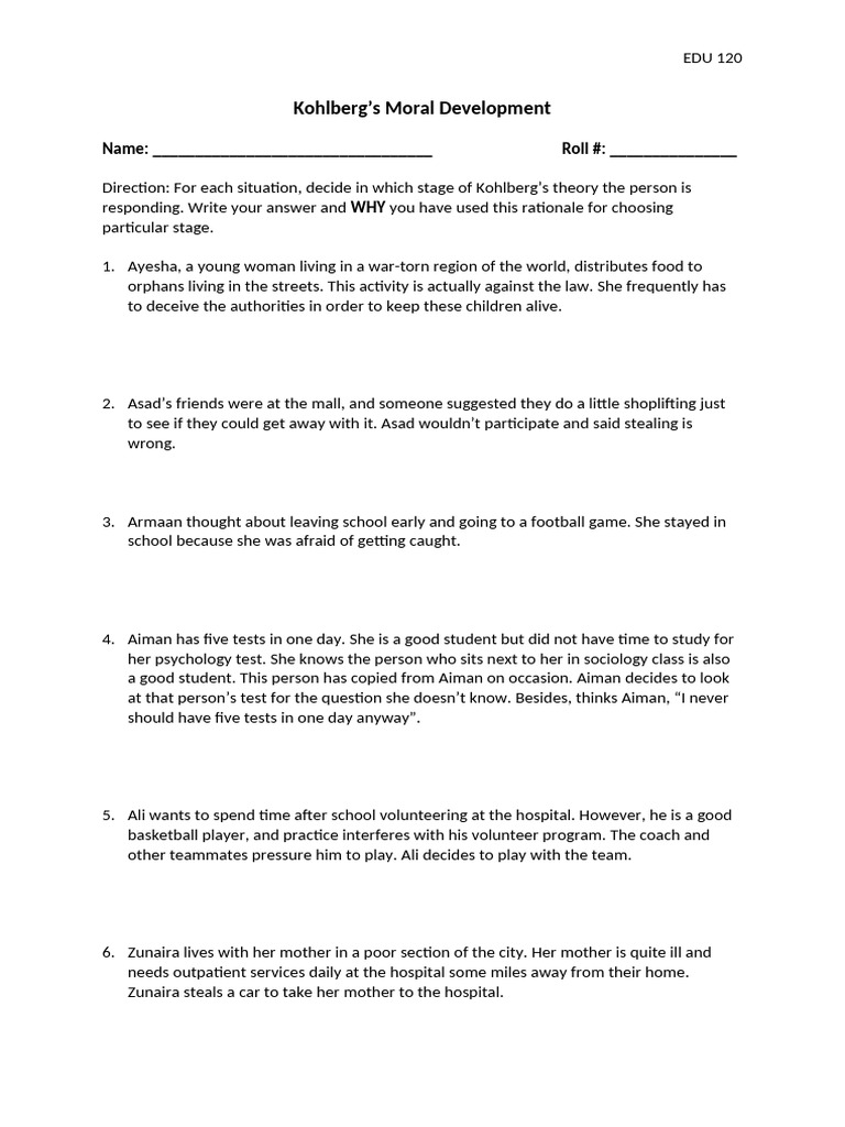 Kohlberg's Moral Development | PDF