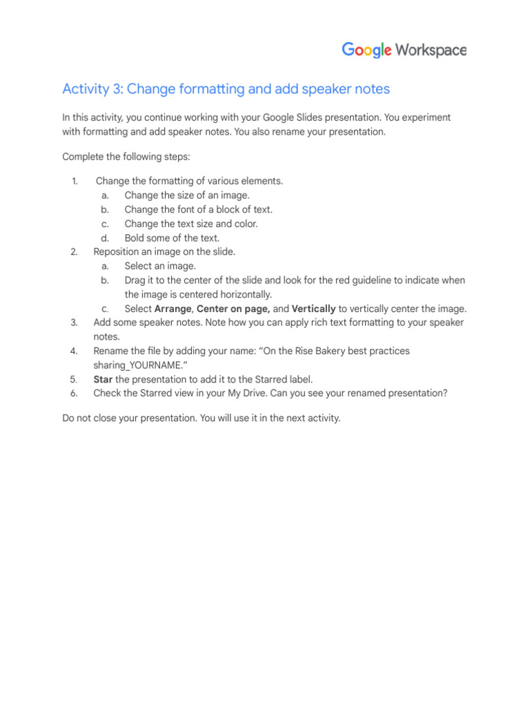 3. Change Formatting and Add Speaker Notes_v1.0.2 | PDF