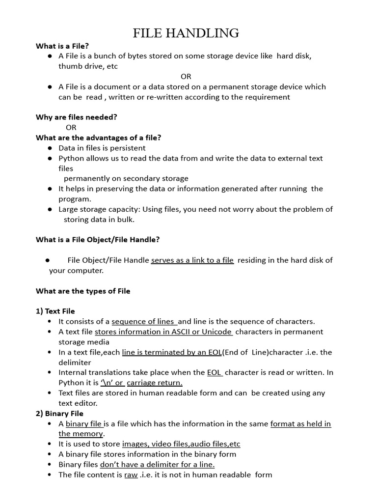 File Handling Theory | PDF | Computer File | Text File
