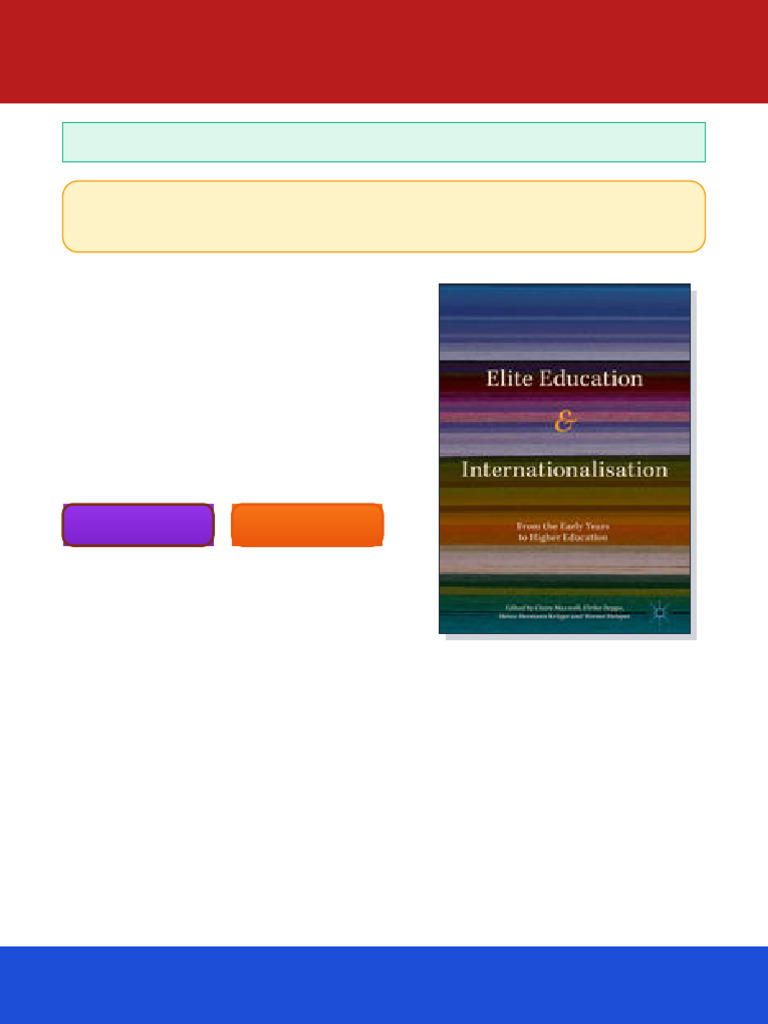 Elite Education and Internationalisation: From The Early Years To ...