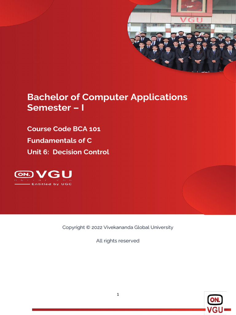 VGUOL BCA 101 Unit 6.eBook | PDF | Control Flow | Computer Science