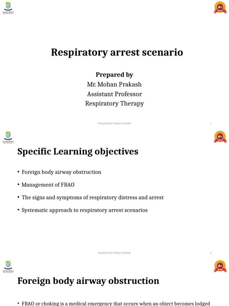 Managing Respiratory Arrest and FBAO | PDF