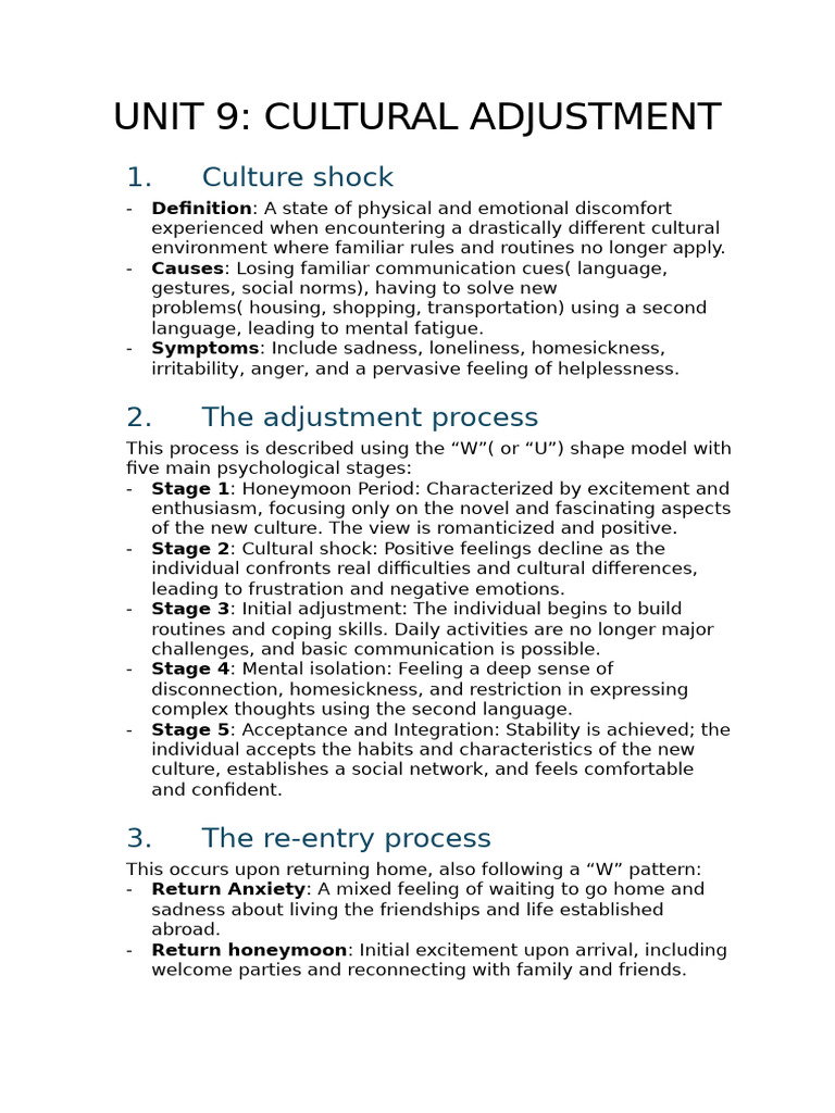 Understanding Cultural Adjustment Stages | PDF | Psychology | Emotions