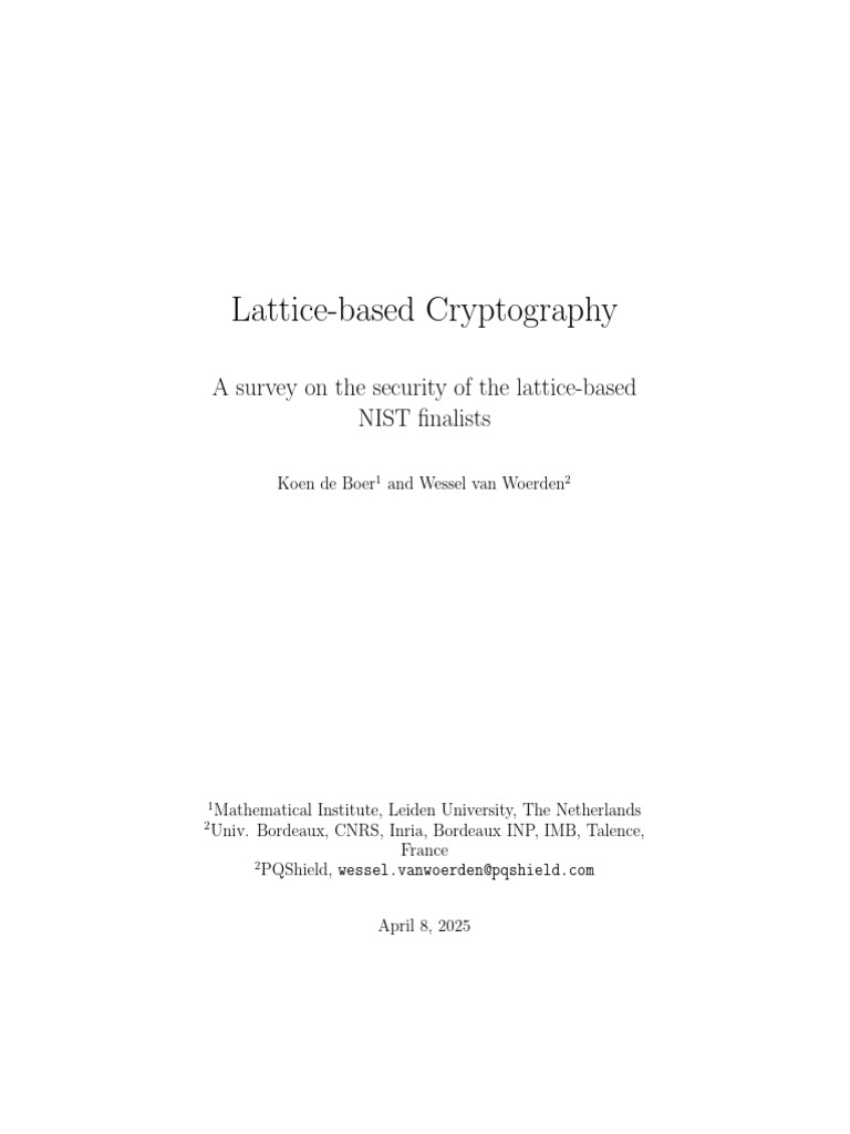 Lattice Based Cryptography | PDF | Basis (Linear Algebra) | Norm ...