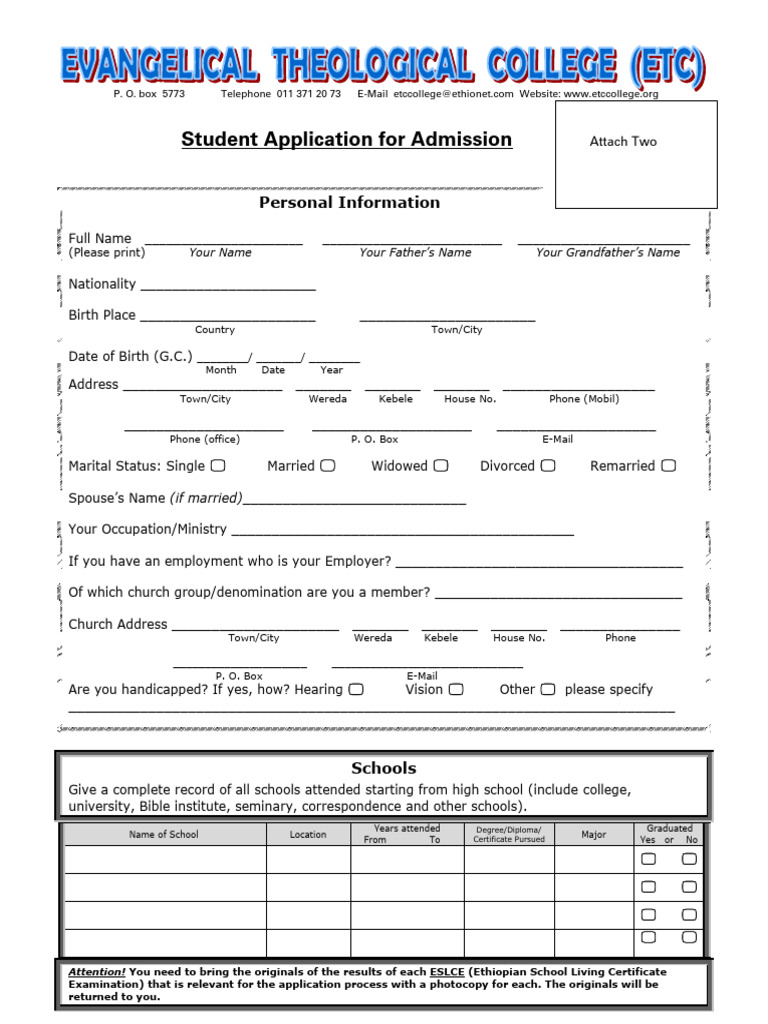 ETC BTH Application-Form 2021 | PDF | Educational Stages