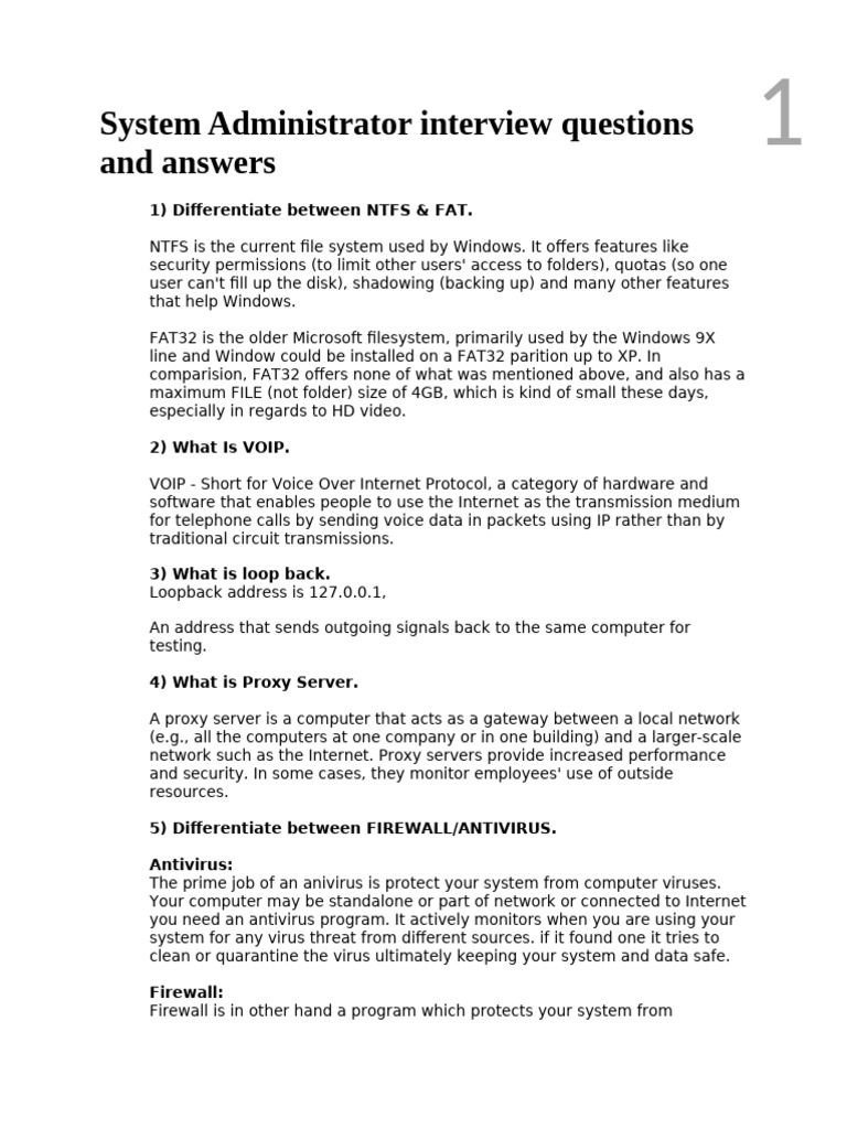 System Administrator Interview Questions | PDF | Active Directory ...
